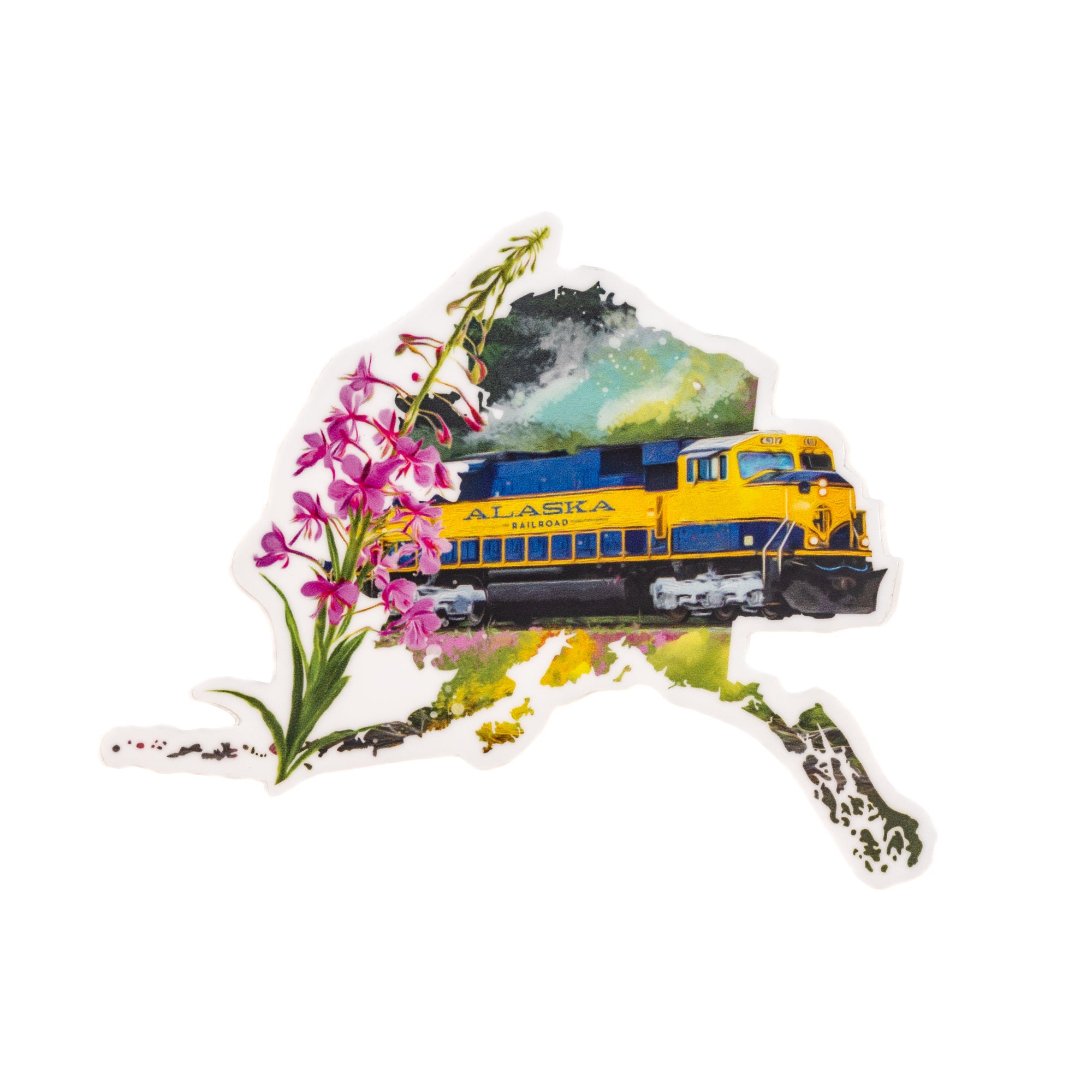 Sticker/AK/Fireweed/Train | Alaska Railroad Gift Shop